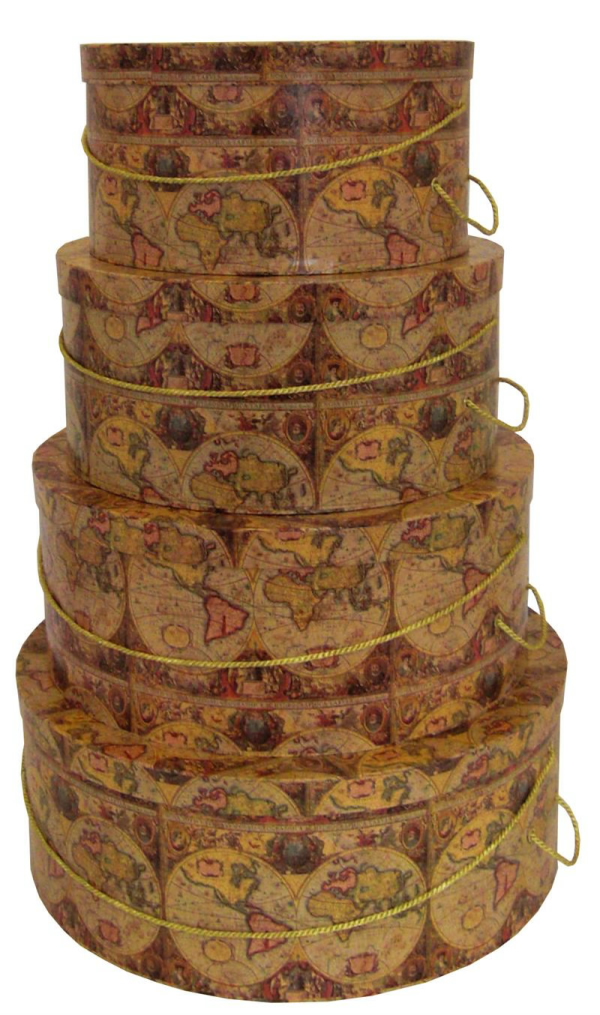 Hat Boxes | Sets of Hatboxes | Single hatbox | World Map Design Hat Box